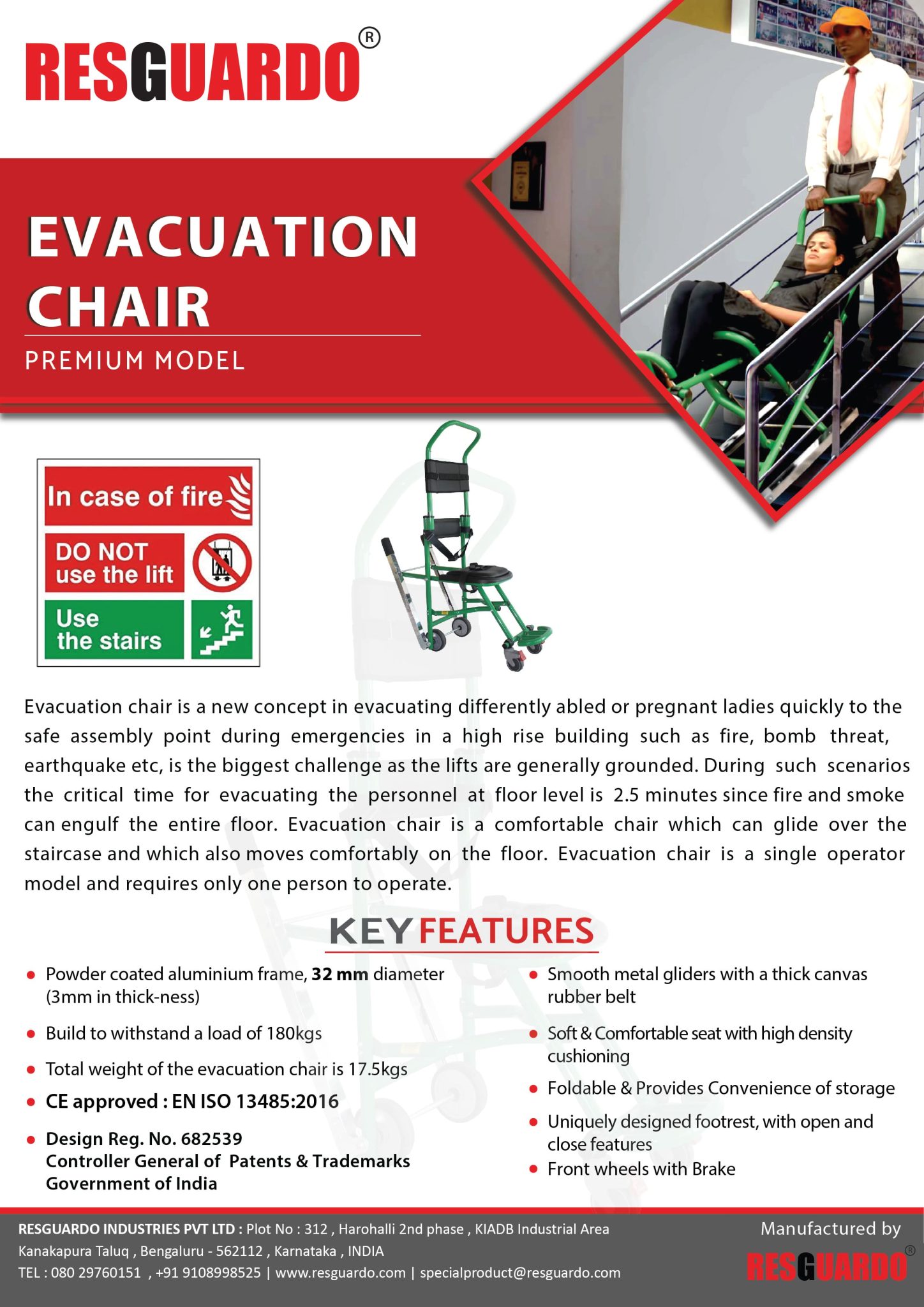Evacuation Chair Premium Model - Usha Armour